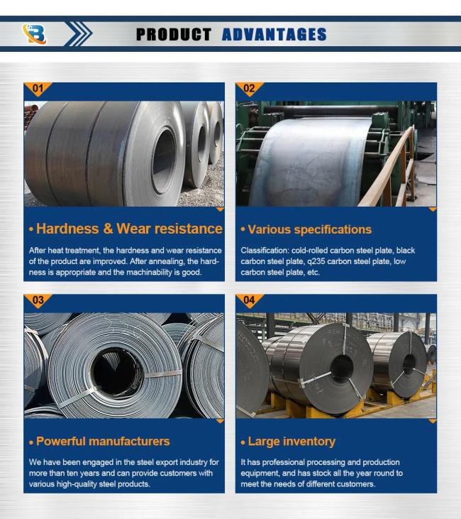 Hot Sales Carbon Steel Cold Rolled Steel Coil Full Hard Bright Black Annealed for Construction