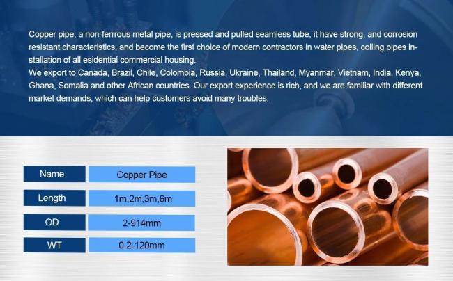 Seamless Customized Copper Pipes C70600 C71500 C12200 Alloy Copper Tube Coil for Gas Industrial and Water Tube