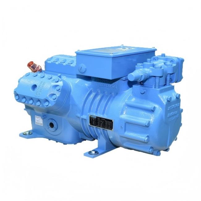 SP6H3700 Semi-Hermetic Compressor unit showing industrial design and connections