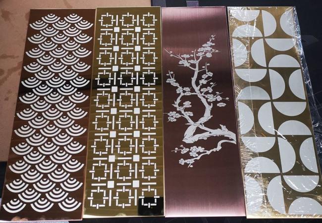 1325 Etched Stainless Steel Fiber Laser Marking Machine Customized Elevator Patterns Available