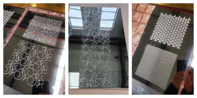 1325 Etched Stainless Steel Fiber Laser Marking Machine Customized Elevator Patterns Available
