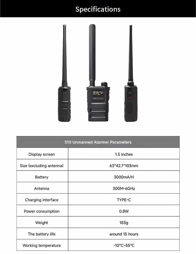30om-6GHz Ultra-Wide Detection Range Anti for Threats Handheld Drone Detector