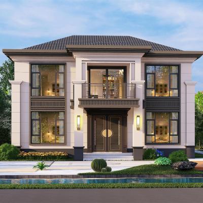 China Modern Three-storey Self-built Villa-with Drawing Processing/Customized Steel Building Structures ALC Board Prefabricated House for sale
