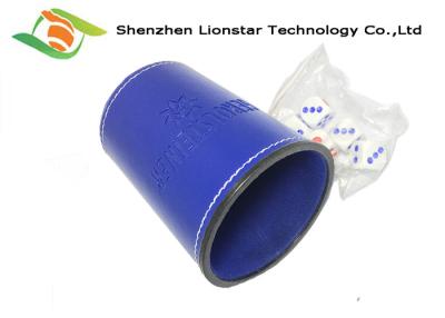 Cina Regali del mestiere del cuoio impresso di logo, tazza di dadi blu di Antivari di forma di Horn con i dadi in vendita