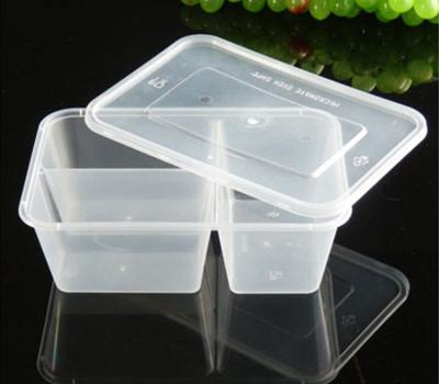 China 1000ml Three Compartment Rectangular Food Tray For Outdoor Semi Clear for sale