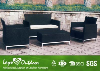 Cina Il sofà all'aperto del rattan della mobilia 4PCS del patio nero ha fissato lo spessore di 12mm in vendita