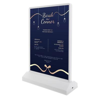 China Recargable A4 / A5 Acrílico Flashing Led Menú de mesa Restaurante Tarjeta de visualización soporte en venta
