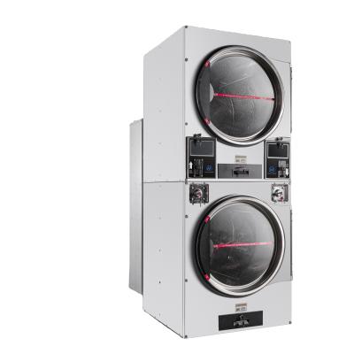 China 16kg Commercial Laundry Double Stack Coin-operated Stacked Dryer and Dryer Machine for Laundromat for sale