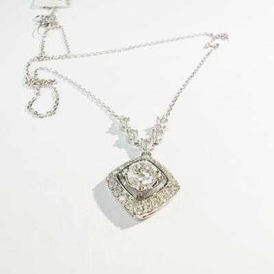 China Customized Luxury 18k Gold Diamond Necklaces for Women Dainty Square Diamond Handmade for Anniversary Wedding Banquet for sale