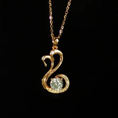 China High Quality 18K Gold Swan Pendant Necklace 1CT Lab Grown Diamond Inlay Fashion Jewelry for Women's Wedding Anniversary Party for sale