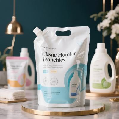 China Custom Printed 250ml 400ml 1L Washing Powder Soap Refillable Liquid Stand up Laundry Detergent Bag Spout Packaging Pouch for sale