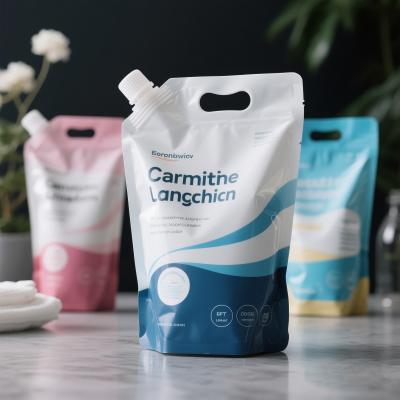 China Customized 800ml 1L 2L Softener Packaging Liquid Soap Refill Bag Stand Pouch Spout for Laundry Detergent Recycled Materials for sale