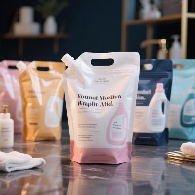 China Custom Eco-Friendly Large Spout Reusable Clear Plastic Packaging Bag Pouch with Handle 1L 3L 5L 10L Caliber Recycled Materials for sale