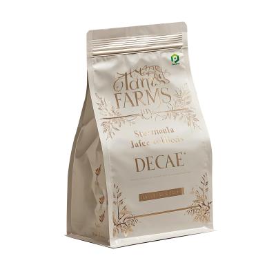 China Custom Printing Resealable Plastic Matte White Ziplock Mylar Coffee Packaging Bags Flat Pouch Bag for sale