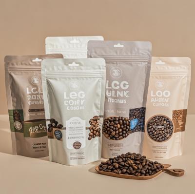 China Recyclable Custom Printed Logo Colorful Coffee Bags 250G 12Oz Plastic Coffee Beans Packaging Bag With Zipper for sale