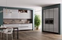 Quality Tailored Green And White Kitchen Cabinets L Shaped Lacquer Kitchen Set for sale