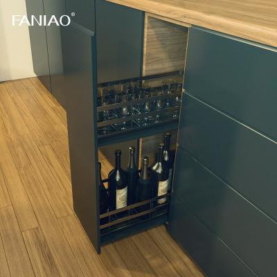 Chine Design minimaliste Finition en mélamine en bois vert Armoire de cuisine moderne ouverte à vendre