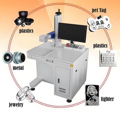 China Factory Outlet Desktop Fiber Laser Marking Machine for Cattle Animal Ear Tag Bird Pigeon Ring Printing Supports AI DXF PLT BMP for sale