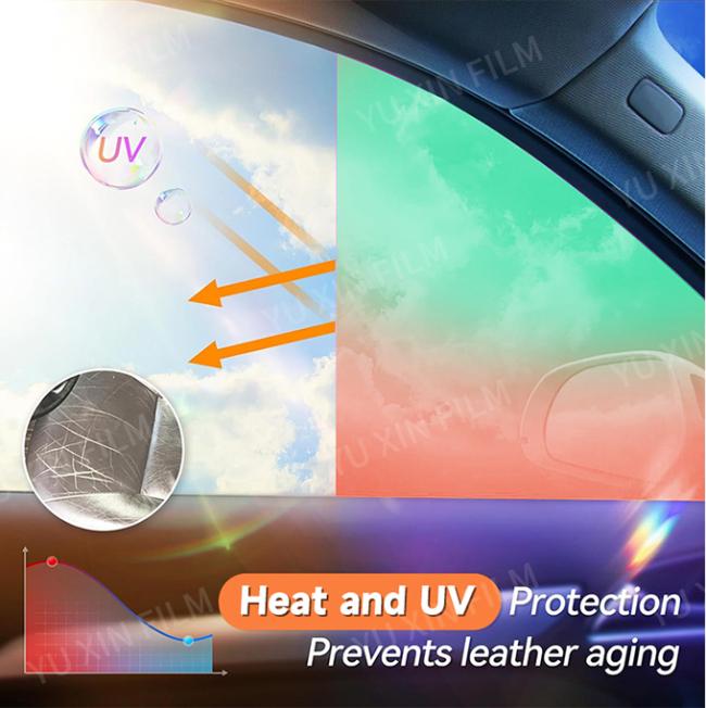 Chameleon tint film color shifting effect under sunlight