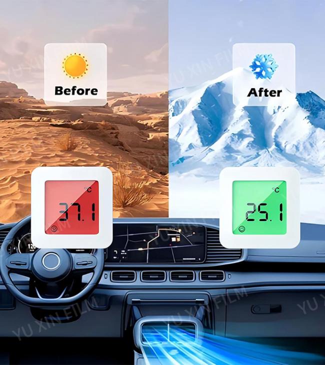 Close up of chameleon window film color spectrum