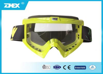 中国 蛍光黄色いバイクの乗馬のゴーグルは抵抗力がある UV400 を傷付けます 販売のため