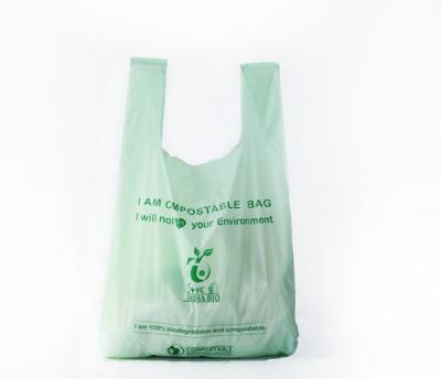 China Bolsa de compras biodegradable 100% compostable verde azul blanco OEM en venta