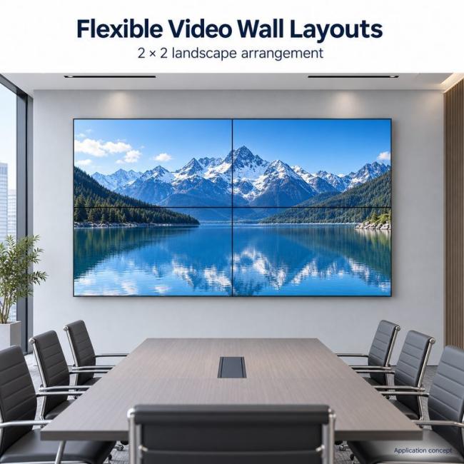 Four landscape LCD panels in a2x2 presentation wall, application concept