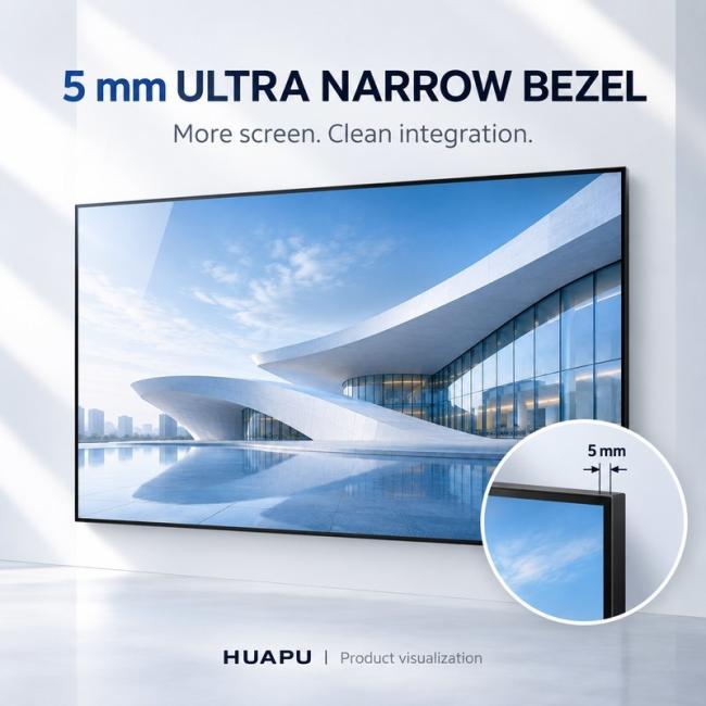 HUAPU large format LCD display 5 mm narrow bezel product visualization