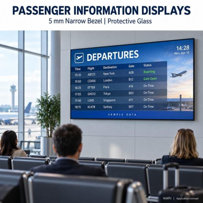 HUAPU large format LCD display airports and passenger waiting areas application concept