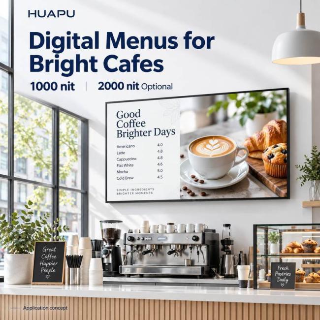 49 inch OD high brightness LCD application concept for Restaurant Menus