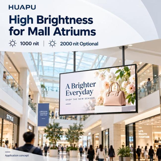 OD high brightness LCD application concept for Mall Atriums