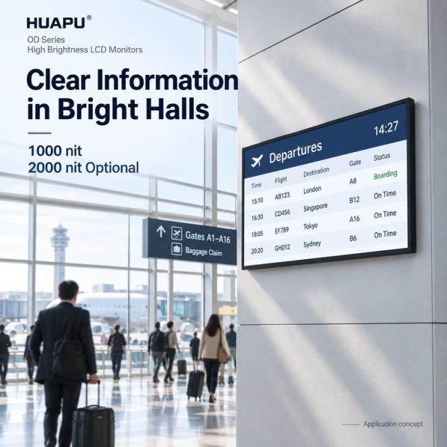 OD high brightness LCD application concept for Transit Halls
