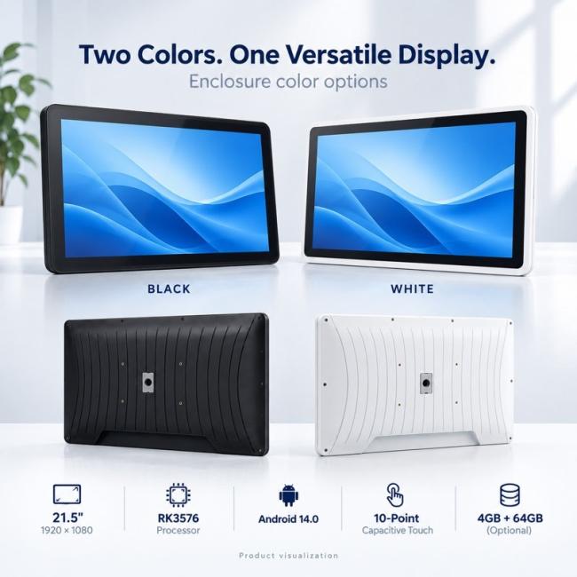 Black or White Enclosure - 21.5-inch touch screen advertising display