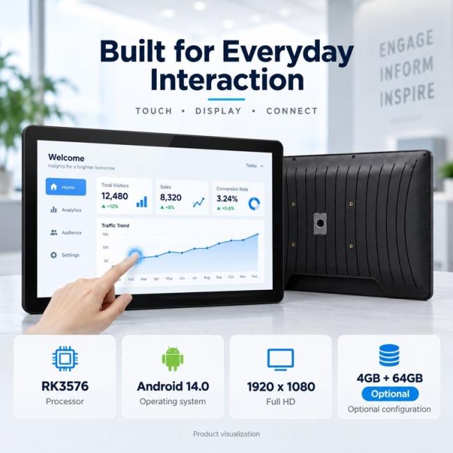 RK3576 with Android 14.0 - 21.5-inch touch screen advertising display