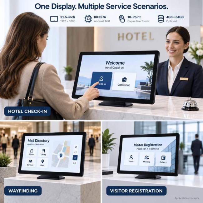 Self-Service Across Multiple Settings - 21.5-inch touch screen advertising display