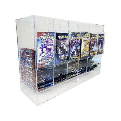 China Op maat gemaakte 6-slot Acryl Display Rack Pokemon TCG Booster Pack Dispenser Te koop