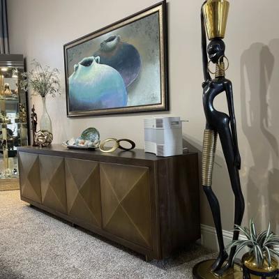 Chine Armoire de buffet en bois massif noir à vendre