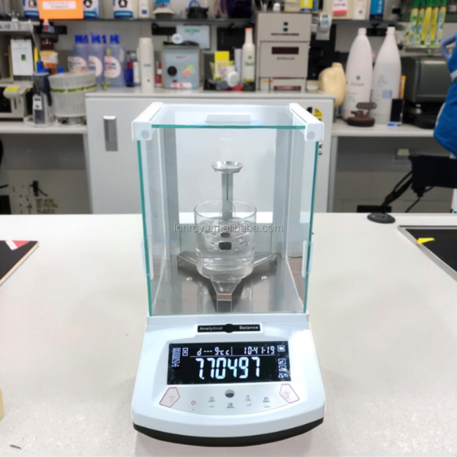 Density tester with sample measurement in progress