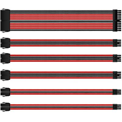 China El ANIMAL DOMÉSTICO más suave del cable de extensión de la fuente de alimentación de ATX 24P 4+4 GPU 6+2 PCI-E 6 PCI-E 18AWG trenzó envolver 300m m rojos negros con el peine del cable en venta