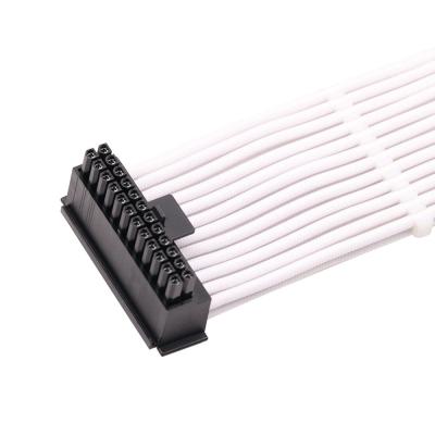 China 90 graus Bradided Sleeved o cabo 18AWG do computador da fonte de alimentação do cabo de extensão de ATX 24pin à venda