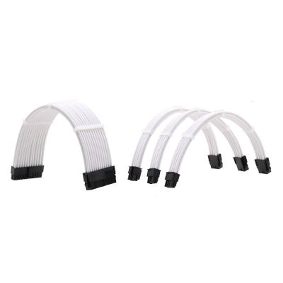 Chine Câble d'extension gainé par PCIE*2 d'alimentation d'énergie du pcie 8pin (6pin 2pin) des kits de câblage d'extension d'arc ATX 24pin*2 4+4Pin EPS*1 blanc à vendre