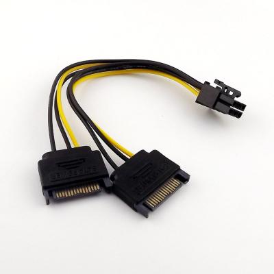 Cina St doppia 15 Pin Cable Male al cavo dell'adattatore di PCI-E 6 Pin Female Video Card Power in vendita