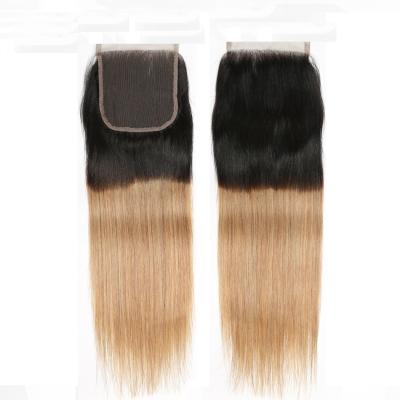 Chine 1B 27 morceaux droits de cheveux de fermeture de dentelle de la Vierge 4x4 pour les cheveux de éclaircissement des femmes à vendre