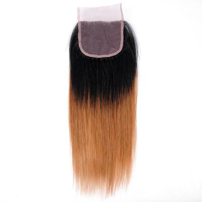 Chine Couleur 100% de ton basse en soie des cheveux deux de Vierge de fermeture de dentelle de la catégorie 10A 4x4 à vendre