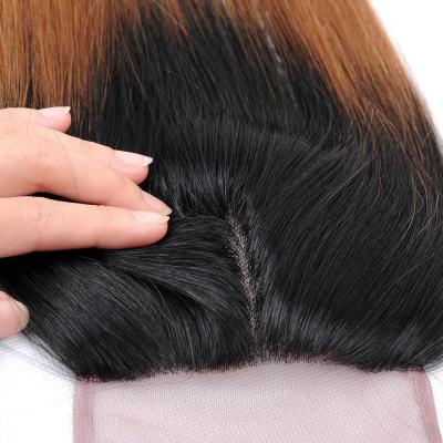 Chine Couleur 100% de ton basse en soie des cheveux deux de Vierge de fermeture de dentelle de la catégorie 10A 4x4 à vendre