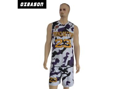 Cina Le dimensioni della gioventù hanno stampato i Jersey di pallacanestro, le uniformi Elasticitic di pallacanestro di Camo in vendita
