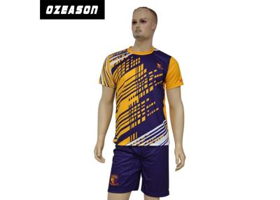 China Nieuw ontwerp Aangepast gesublimeerd voetbal jerseys geel en donkerblauw voetbal Jersey Te koop