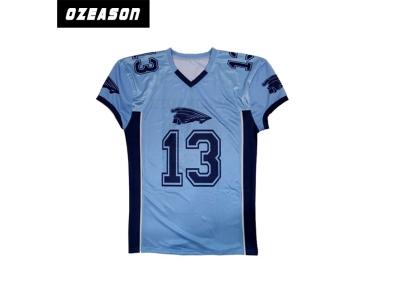 China Hoog - de kwaliteit paste de gesublimeerde blauwe kleur van de dri geschikte Amerikaanse voetbal jerseys aan Te koop