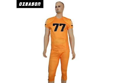 Cina Umidità arancio in bianco Wicking dell'interruttore di sicurezza 280gsm del Jersey di calcio del ricamo in vendita