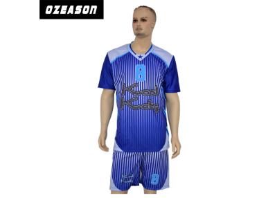 Cina Sublimazione completa che stampa il tessuto di maglia blu 150gsm dei Jersey di calcio della High School in vendita